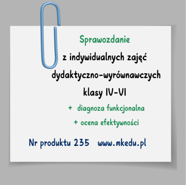 Sprawozdanie z indywidualnych zajęć dydaktyczno‑wyrównawczych, klasy IV ...